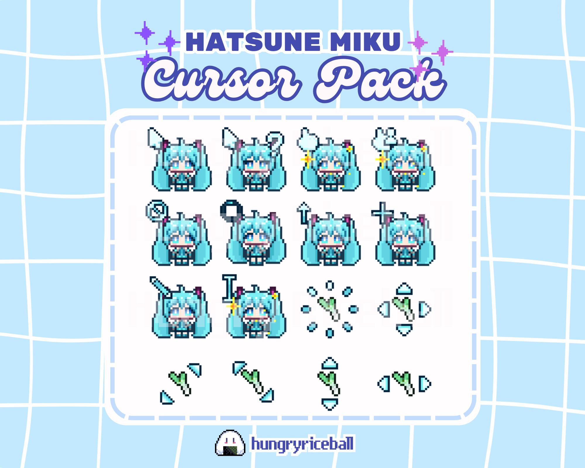 Hatsune Miku Cursor Pack | Animated Custom Girl Cursors | Pixel Art ...