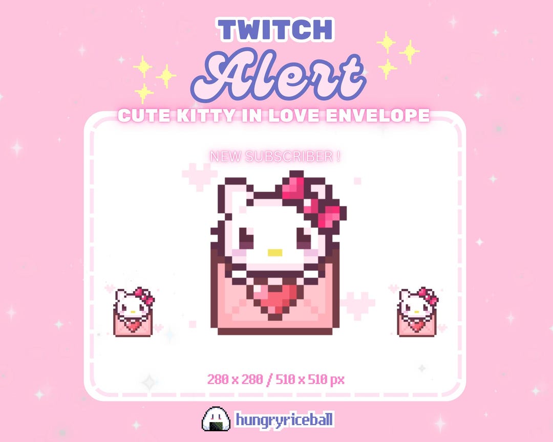 Animated Cute Plushie Twitch Alert | 8-bit Kawaii Goth Bunny Cat Kitty ...