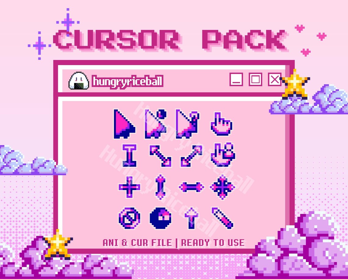Y2K Cyberpunk Mouse Cursors Pack | 16 Designs | Full Aesthetic Kawaii ...