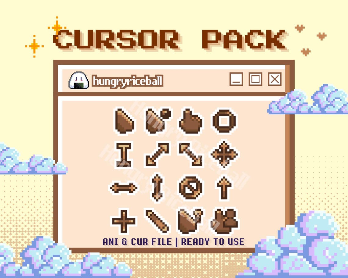 Kawaii Simple Cozy Woody Mouse Cursors Pack | 16 Designs | Full ...