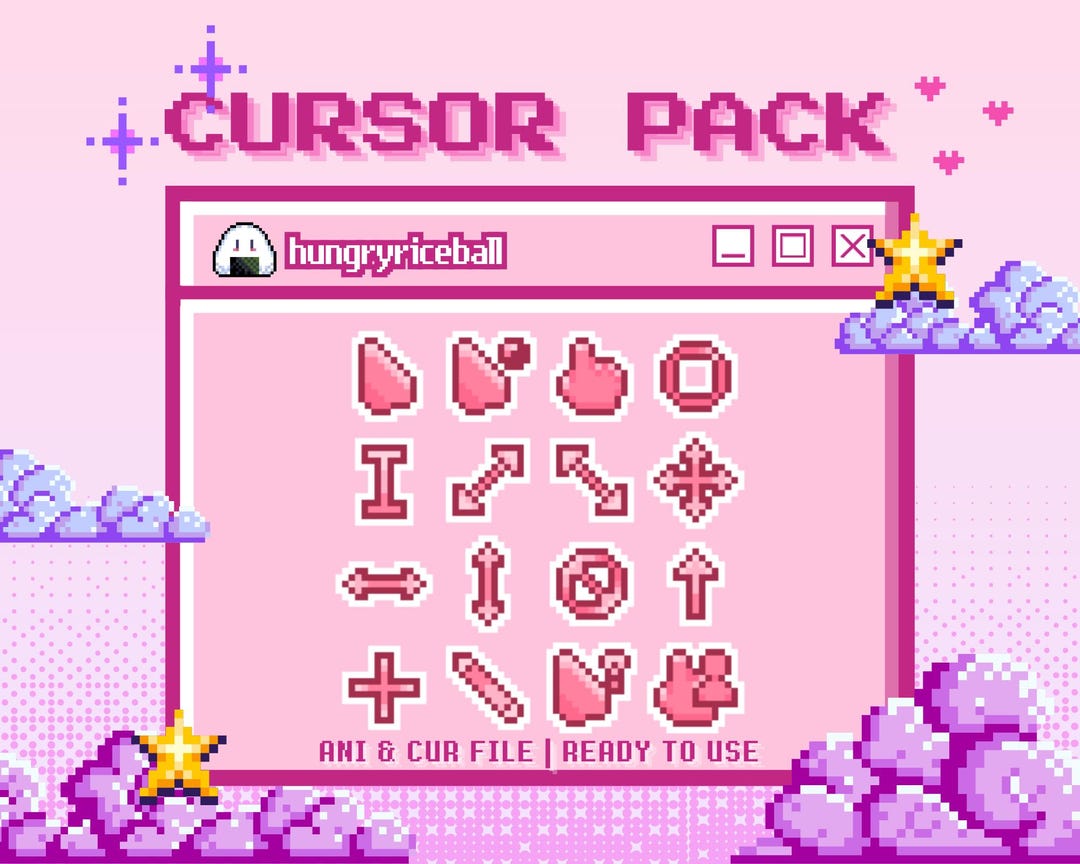 Kawaii Pink Mouse Cursors Pack | 16 Designs | Full Aesthetic Cozy Cute ...