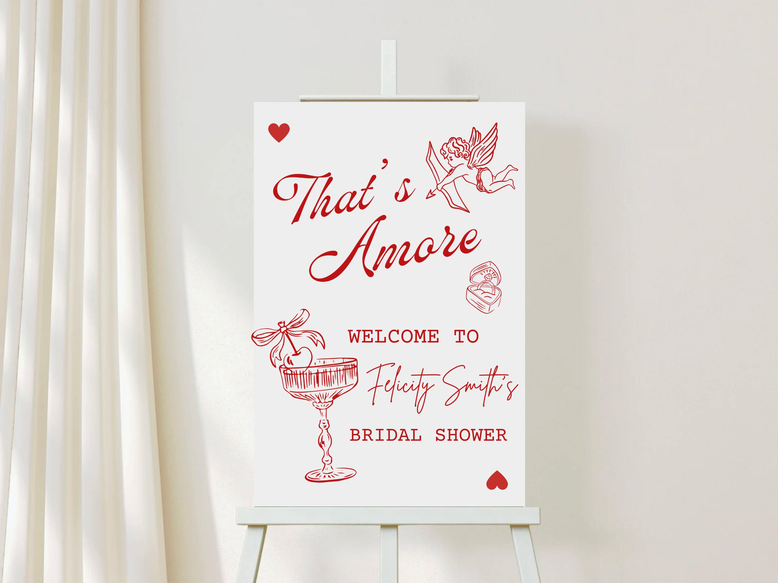 That's Amore Bridal Shower Welcome Sign, Whimsical Hand Drawn ...