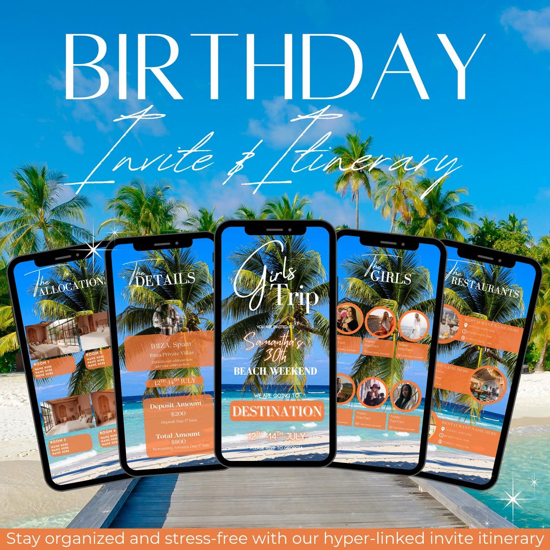 Digital Birthday Trip Itinerary, Tulum Girls Trip Itinerary Template ...
