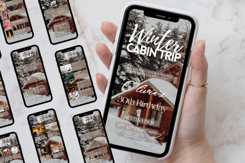 Digital Cabin Trip Itinerary Invitation Template, Birthday Weekend Trip ...