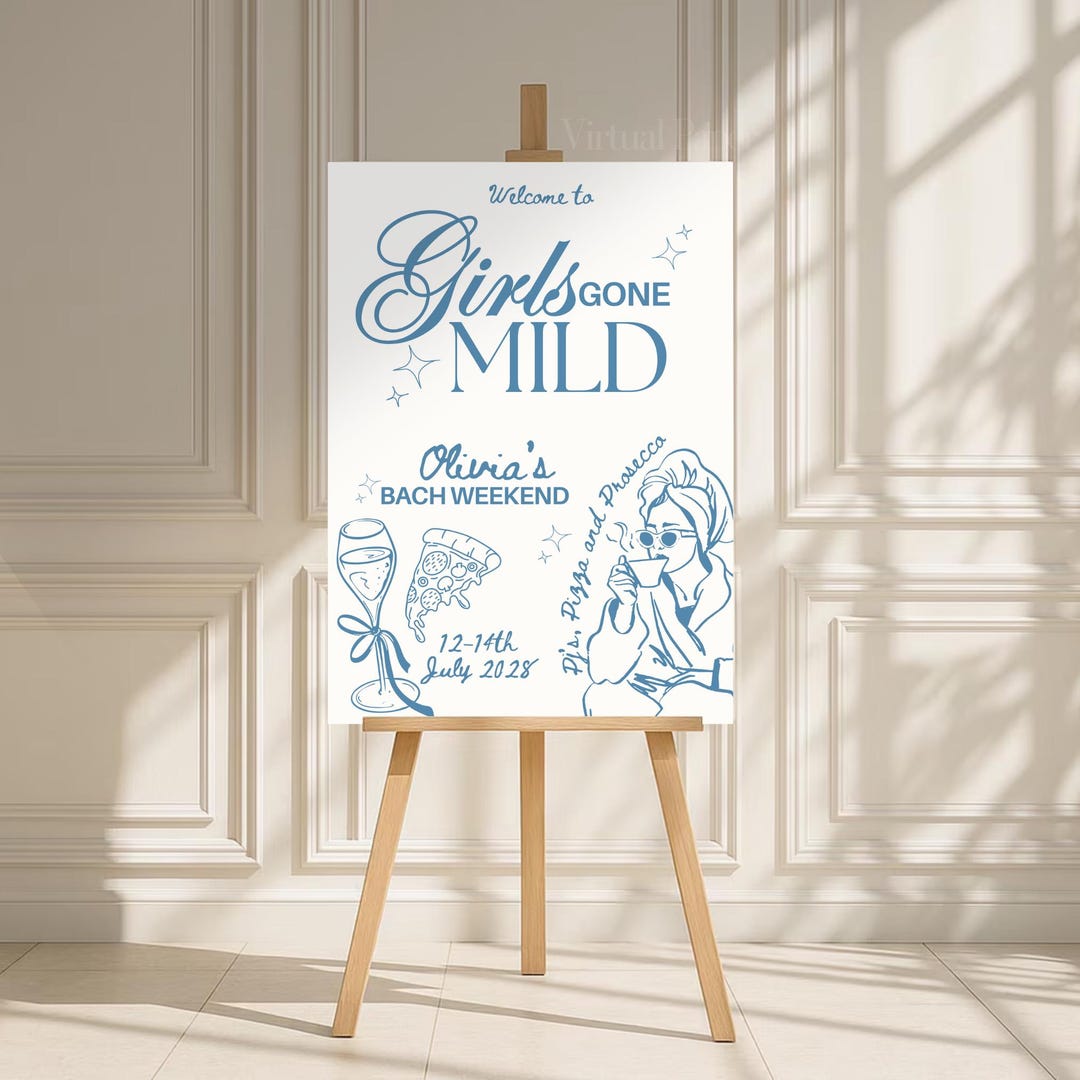 Girls Gone Mild Bachelorette Welcome Sign Template, Pj's & Prosecco ...