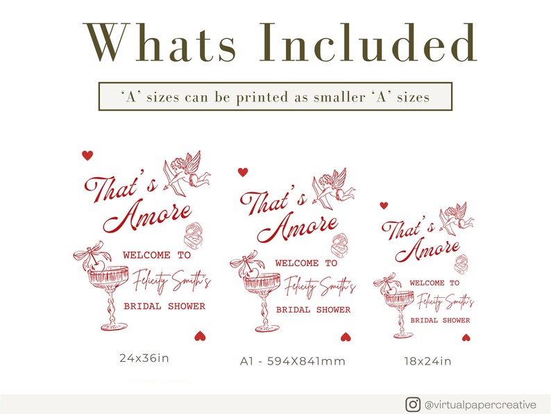 That's Amore Bridal Shower Welcome Sign, Whimsical Hand Drawn ...