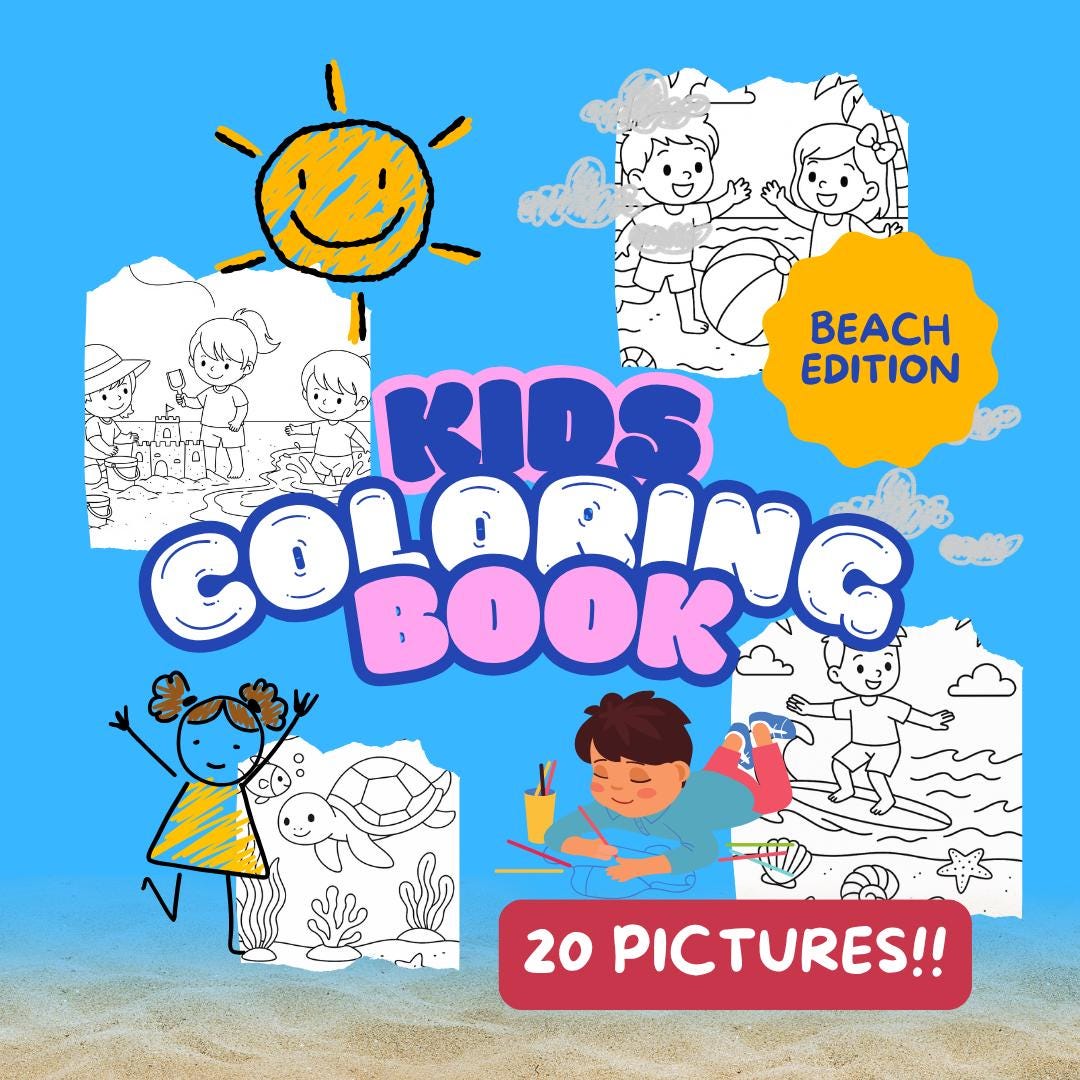 Beach Coloring Book for Kids – 20 Fun Summer Pages to Color | Printable ...