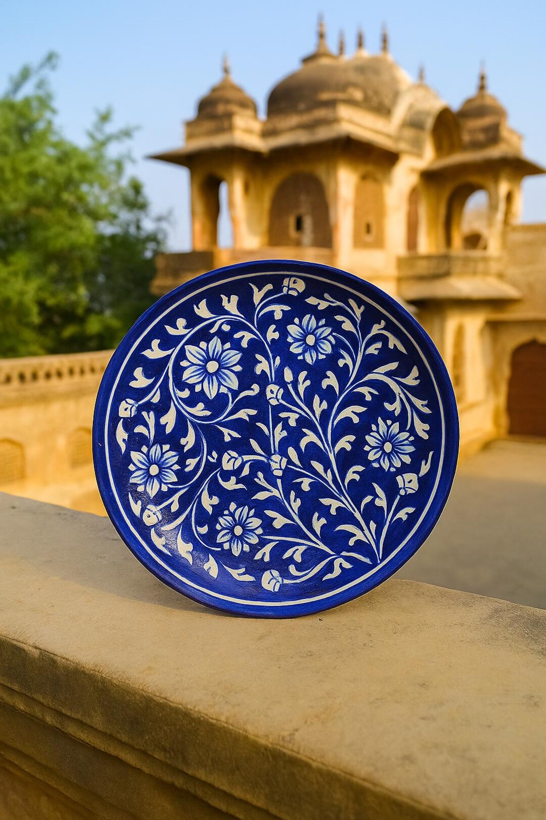 Blue Pottery Wall Plate 10 Inch Handmade Decorative Wall Hanging Cobalt ...