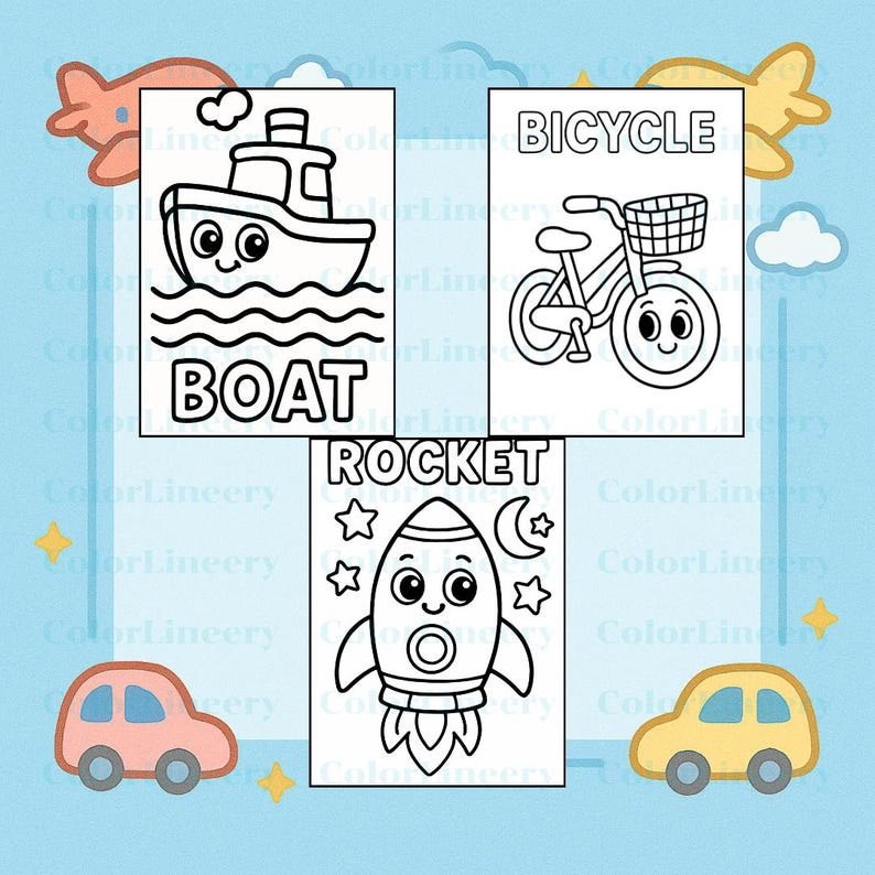 15 Trucks & Cars Coloring Pages for Toddlers | Printable Vehicle Coloring Book for Kids | Cute ...