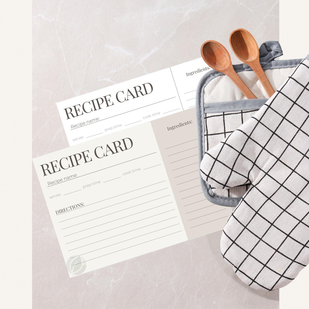 Editable Recipe Card, Minimalist Recipe Card Template, Printable Recipe ...