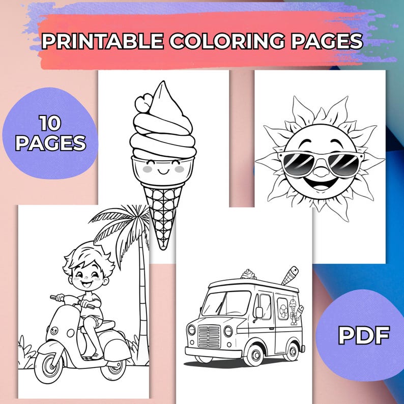 10 Cute Summer-themed Coloring Pages for Kids & Toddlers – Fun ...