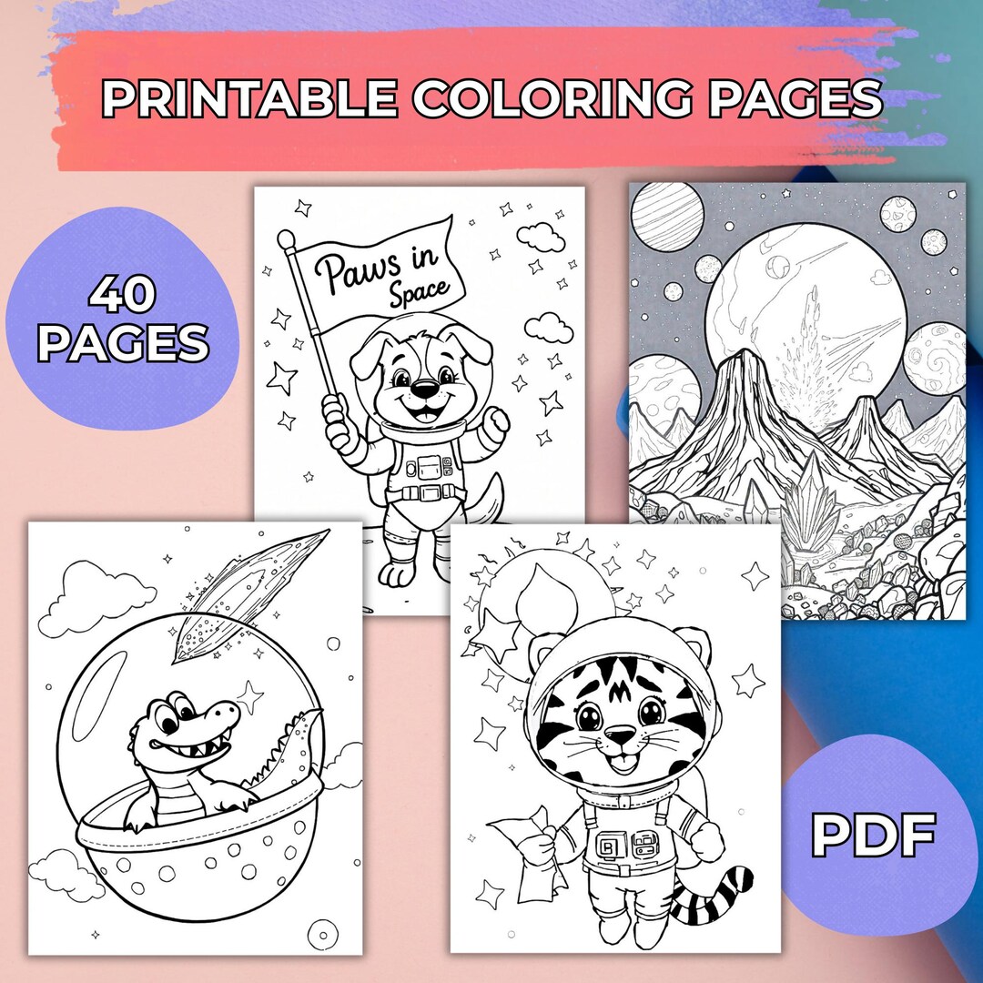 40 Cute Animals in Space Coloring Pages – Fun Cosmic Designs for Kids ...