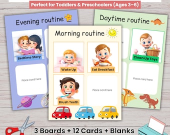 Boys Visual Routine Cards: Daily Schedule, Toddler & Preschool (PDF ...