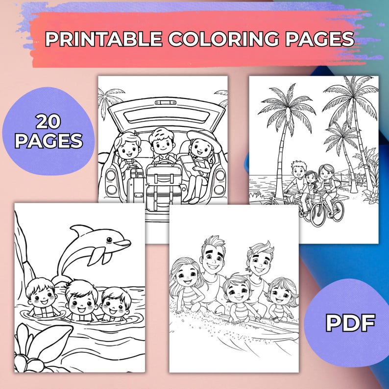 20 Summer Beach Coloring Pages for Kids | Printable Pages | Instant ...