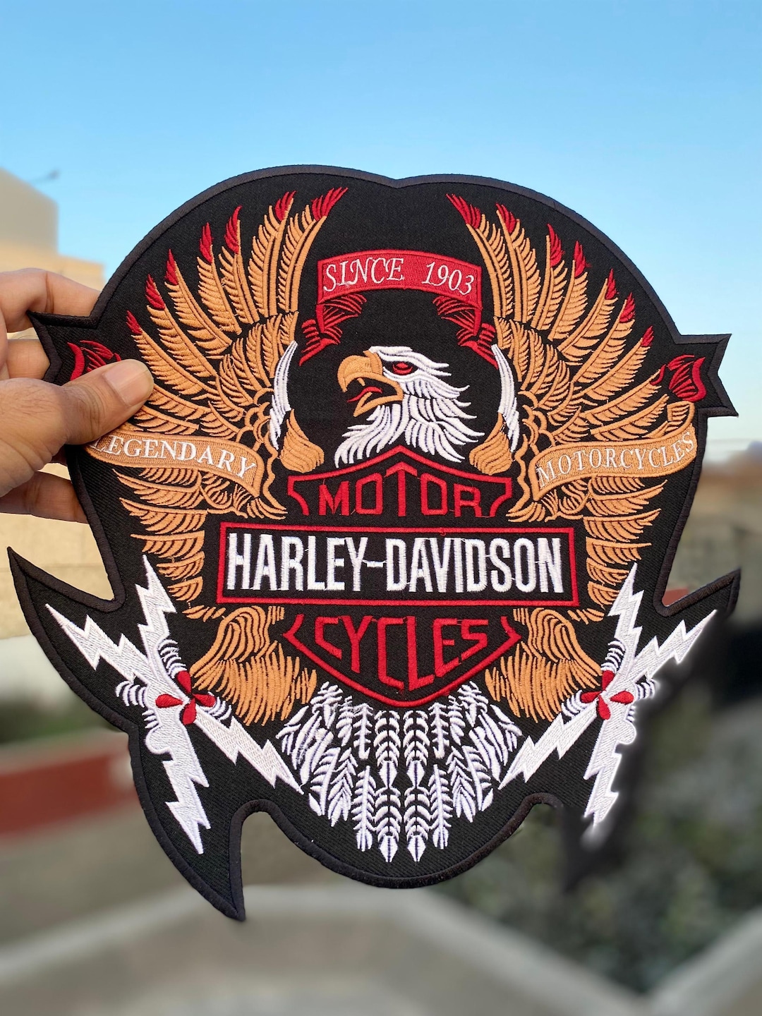 Harley-davidson Large Eagle Wing Patch, Harley Embroidery Logo Iron on ...
