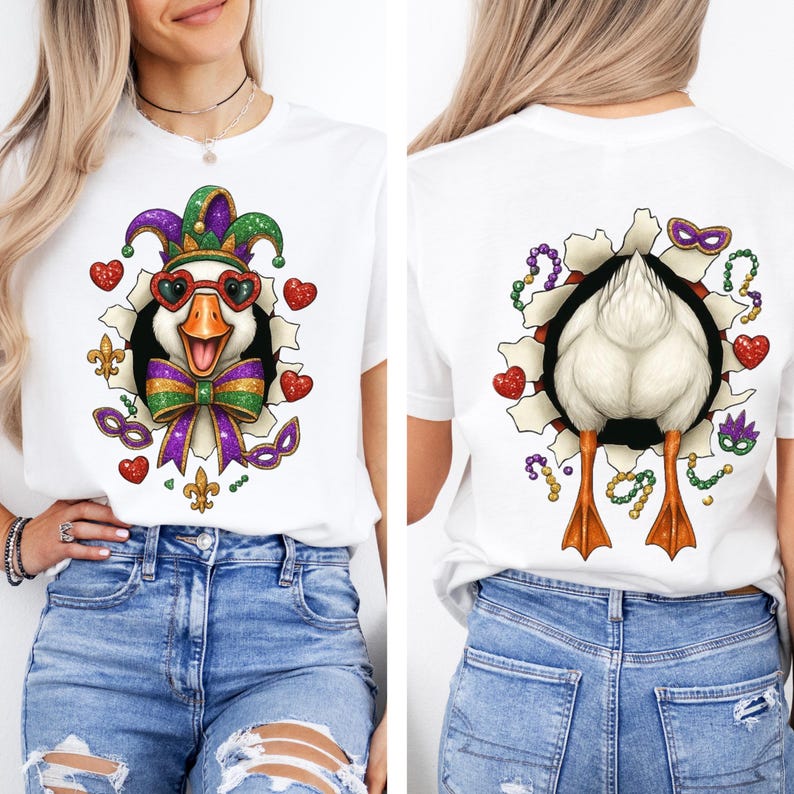 Funny Mardi Gras Goose PNG, HOT 2026 TREND!, Front Back Goose Clipart ...
