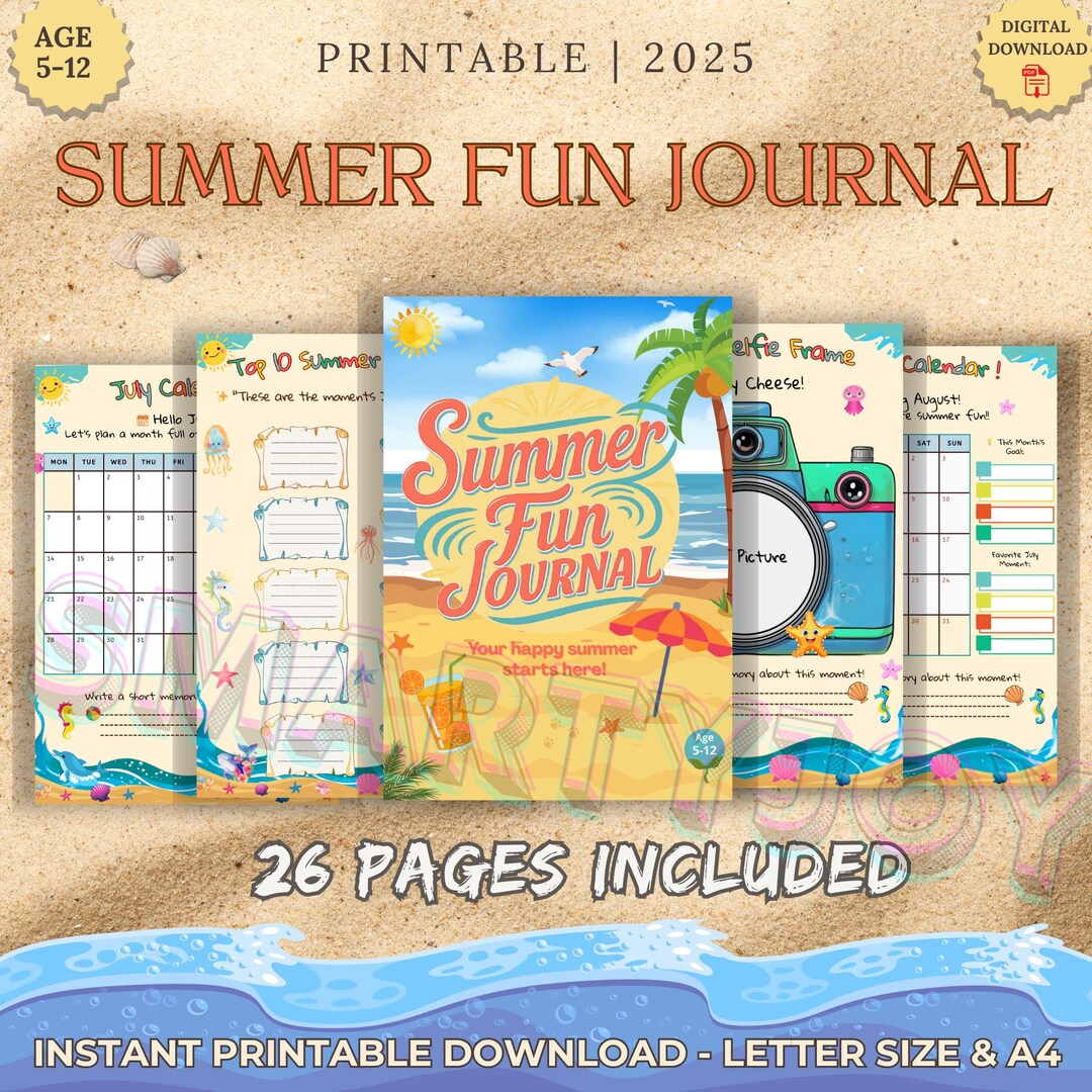Summer Fun Kids Activity Journal: Printable Coloring & Learning Book ...