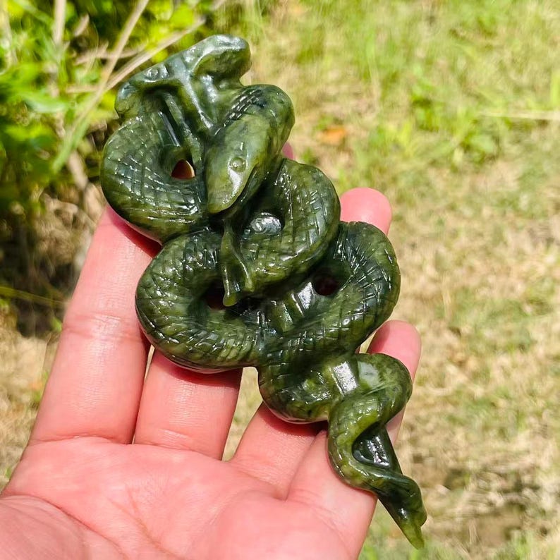 Hand Carved Green Jadeite Snake Scepter, Healing Crystal (4.7") - Etsy
