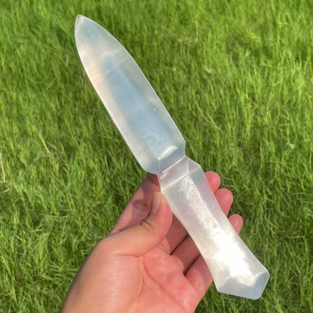 Hand Carved Selenite Crystal Sword, 9" Reiki Healing Decor - Etsy