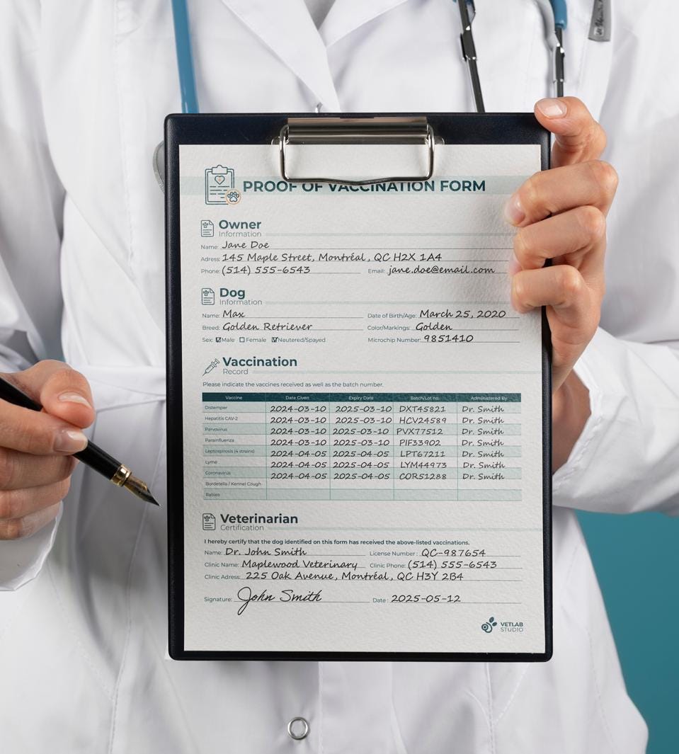 Dog Vaccination Record - Proof of Vaccination Dog - Printable Pet ...