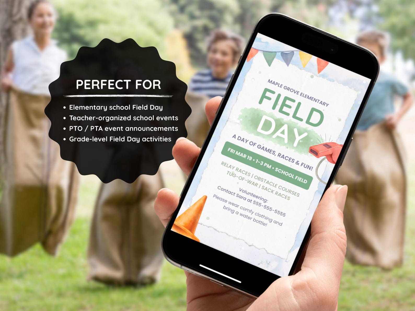 Field Day Flyer Printable | School Event Announcement | Elementary ...