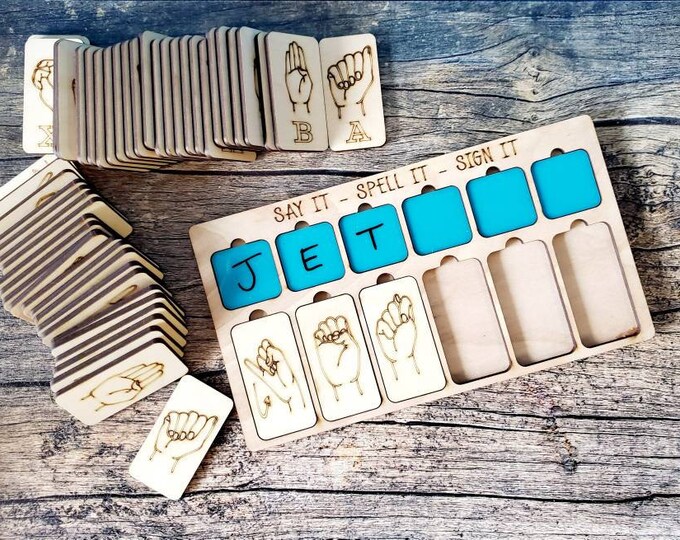 American Sign Language Learning Tiles Board - ASL Teaching Tool - Etsy