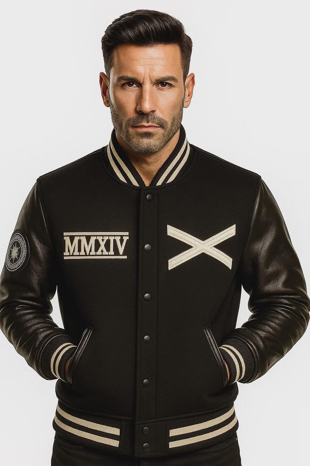 XO Bomber Jacket the Weeknd Inspired | Black Wool Letterman | Leather ...