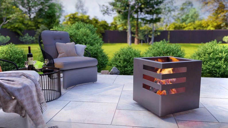 Modern Steel "glow Cube" Fire Pit: Wood-burning or Gas - Made in USA - Etsy