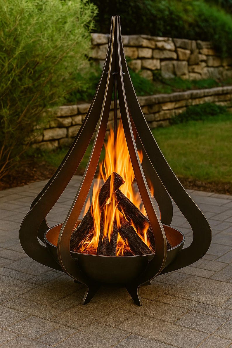 Modern Steel Cone Fire Pit: Wood-burning or Gas - Made in USA - Etsy