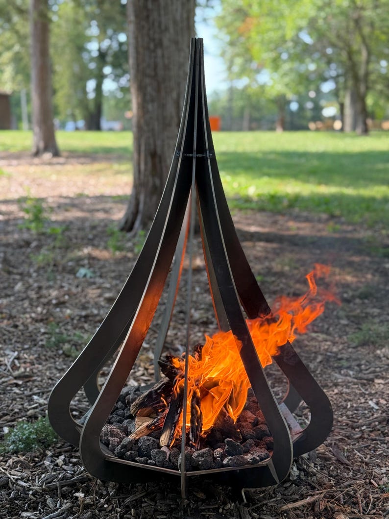 Modern Steel Cone Fire Pit: Wood-burning or Gas - Made in USA - Etsy