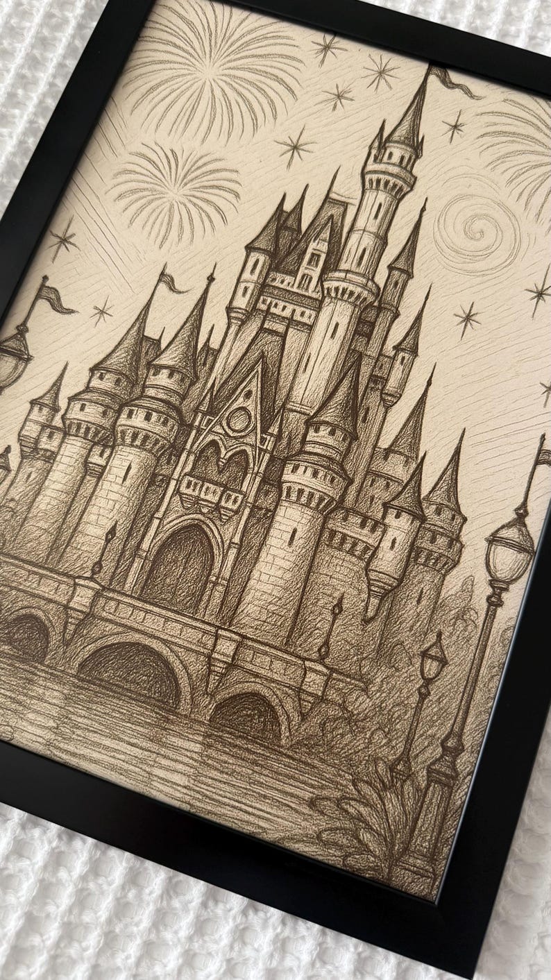 Disney Castle Wall Art | Princess Castle | Sketch | Print Only - Etsy