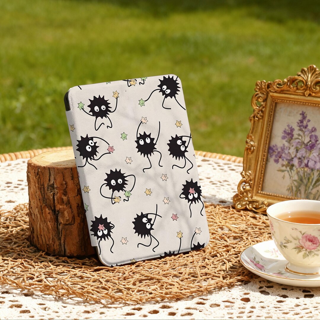Cute Soot Sprite Kindle Case With Hand Strap, 2024 Kindle Cover, Kindle ...