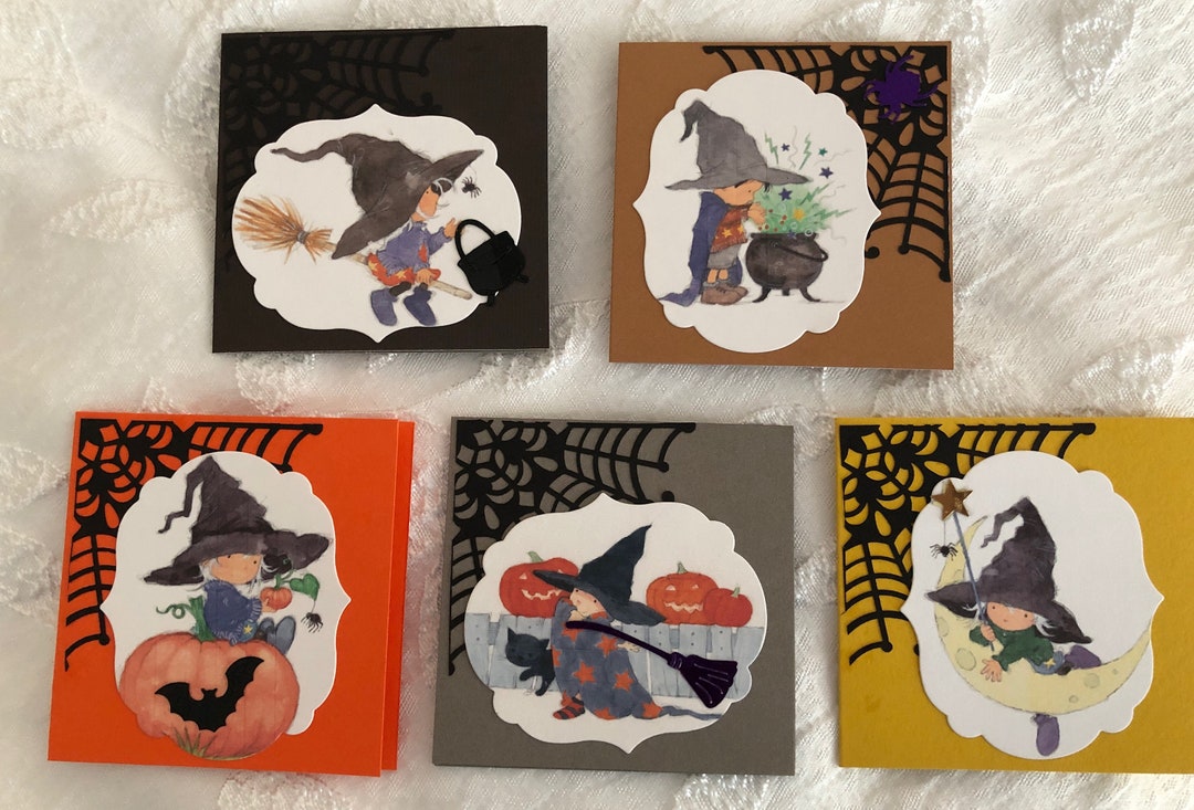 Halloween, Mini Cards, Note Cards, Lunch Box Notes, Gift Cards, 3" X 3 ...