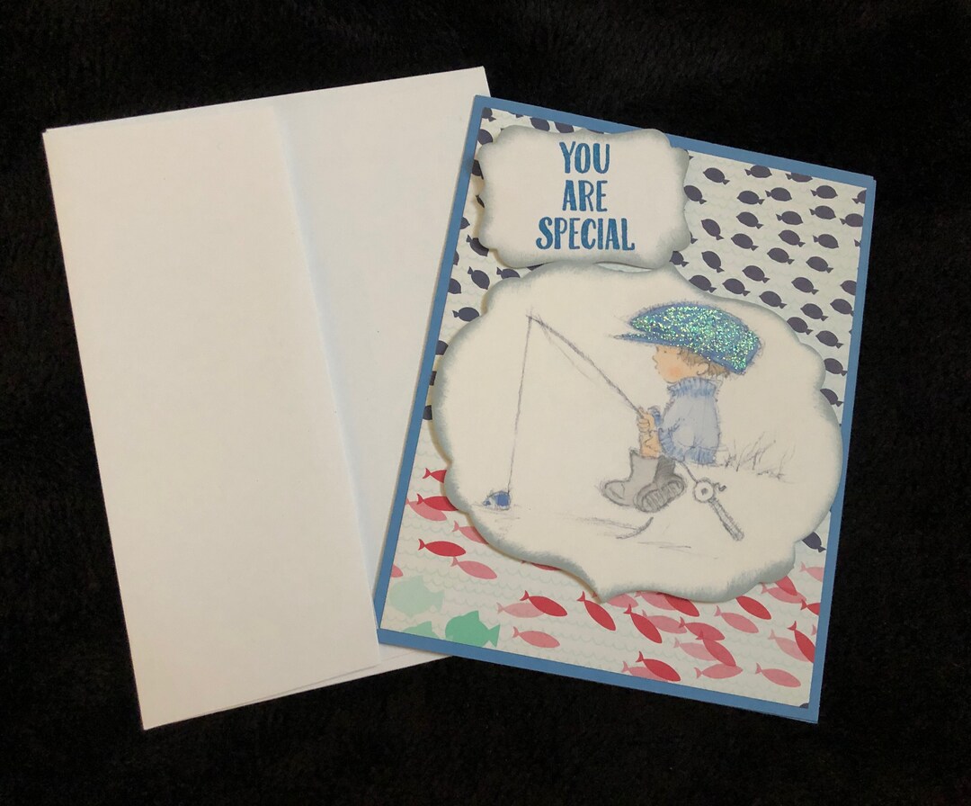 Handmade Fishing Boy Greeting Card: Any Occasion, Birthday - Etsy