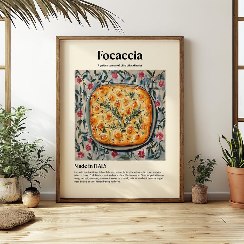 Focaccia Print – Italian Bread Kitchen Wall Art – Instant Download ...