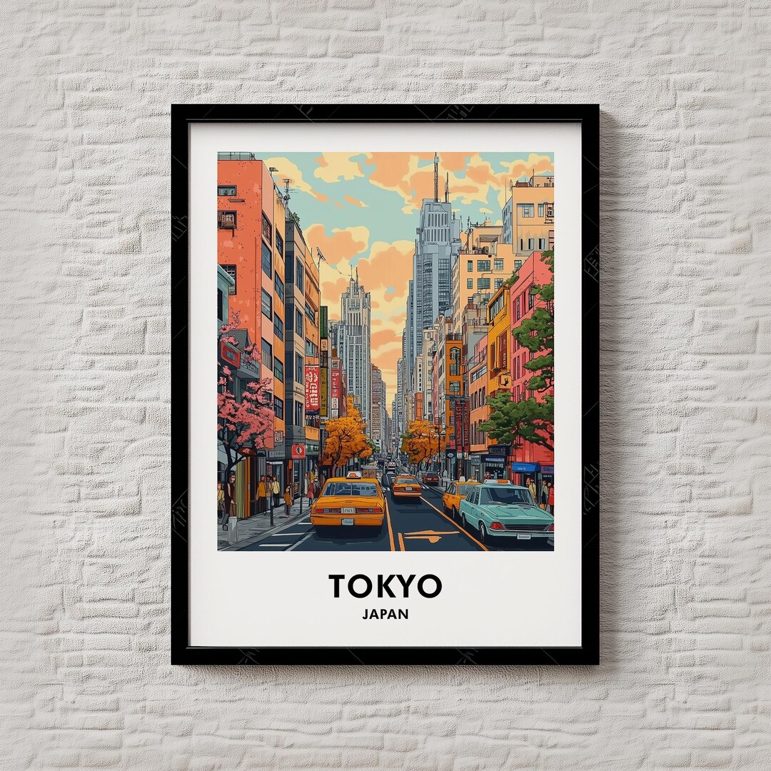 Tokyo Travel Print – Japan City Poster With Skyline and Urban Style ...