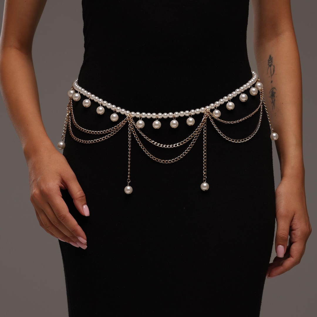 Pearl Waist Chain, Pearl Belly Chain, Pearl Body Jewelry, Chain Belt ...