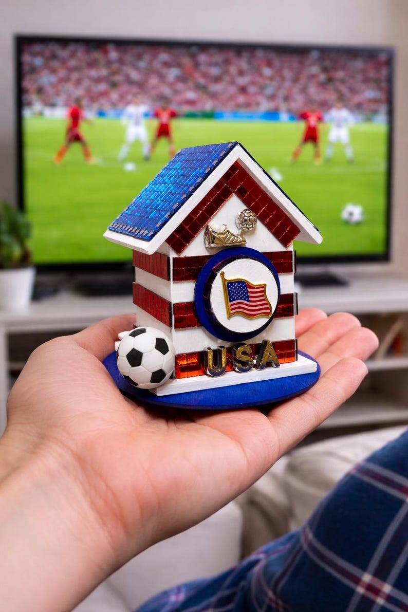 USA World Cup 2026 House | Handcrafted Soccer Collectible | Red White ...
