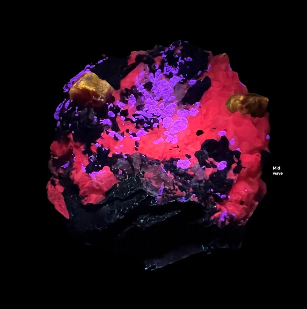 74 Gram Extremely Rare Fluorescent Natural Red Zircon Crystal Specimen ...