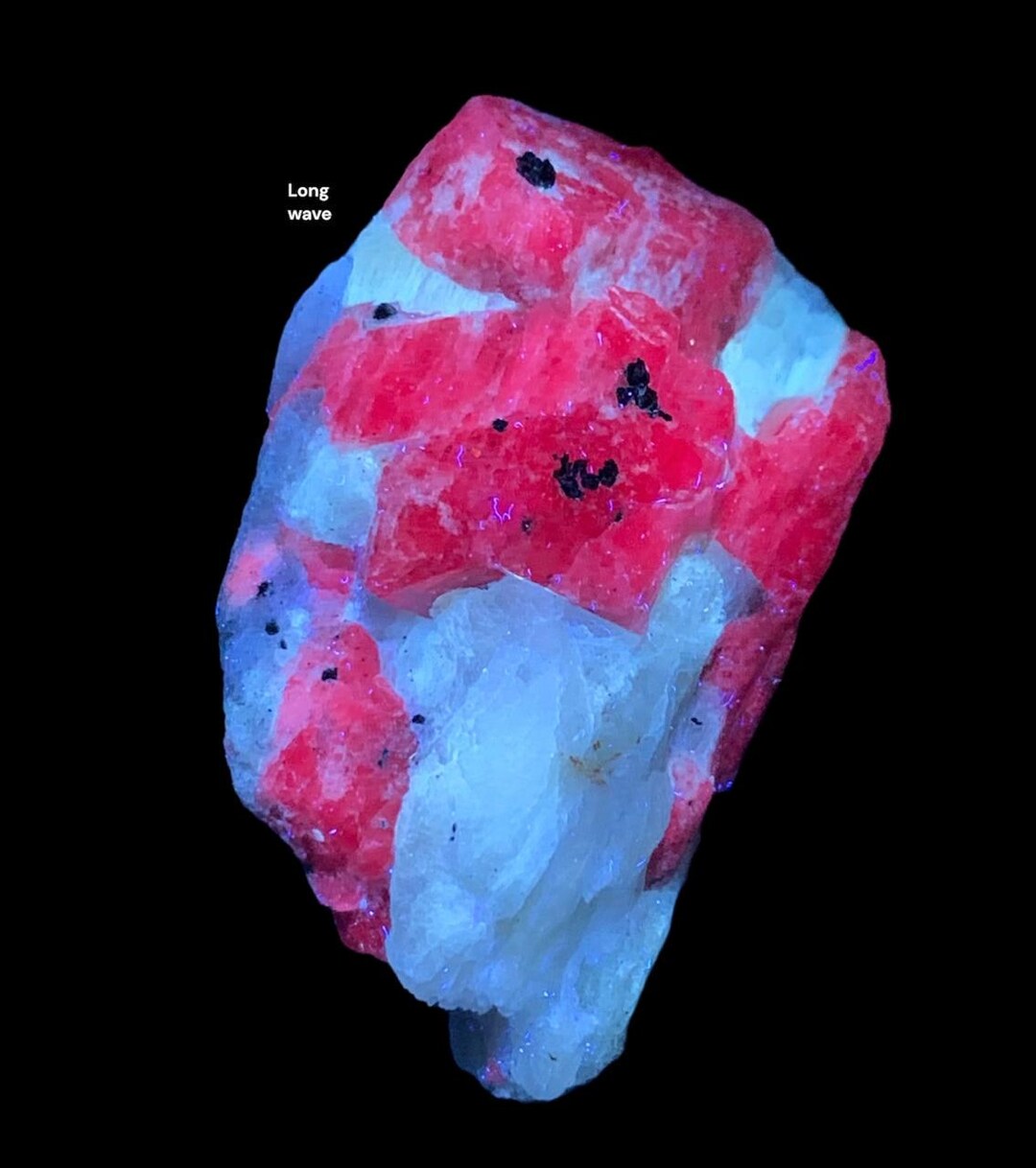 57 Gram Fluorescent Spinel Crystal on Matrix Glows Under UV Light ...