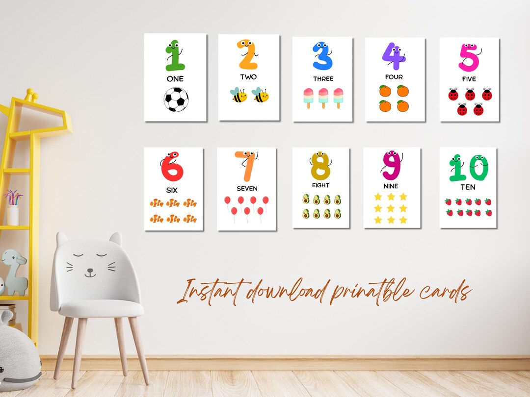 Printable Number Flashcards 1-10: Preschool Learning Posters (PDF ...