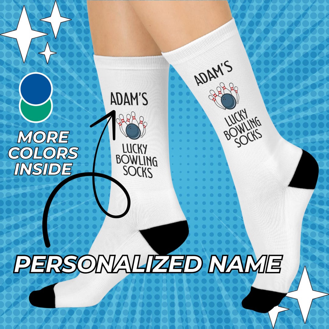 Personalized Bowling Socks, Cushioned Crew Socks, Custom Bowler Gift - Etsy