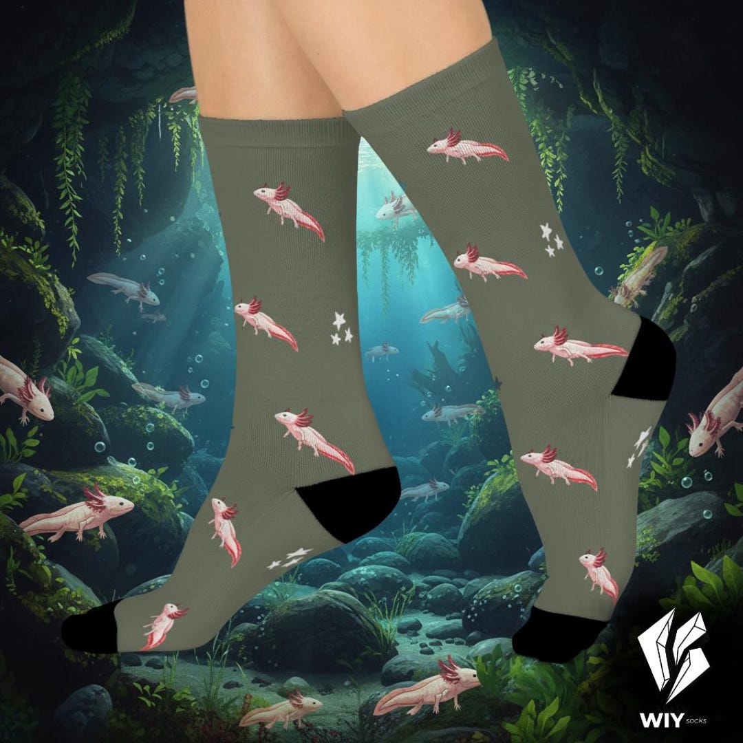 Axolotl Cushioned Crew Socks: Amphibian Lover Gift - Etsy