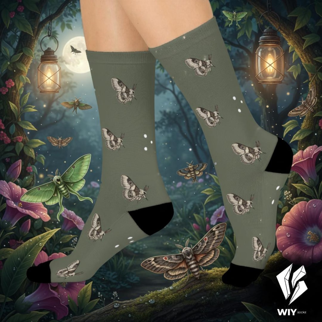Moth Cushioned Crew Socks: Entomology Gift - Etsy