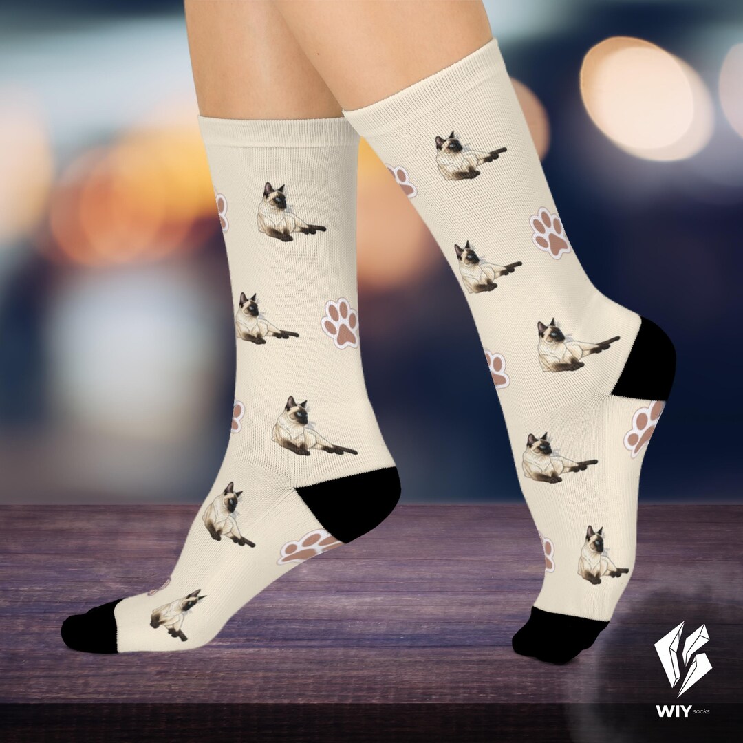 Siamese Cat Socks: Unisex Fit, Soft Knit - Etsy