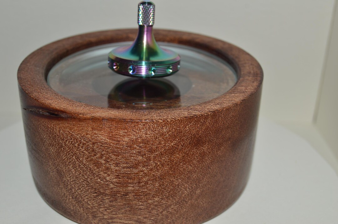 Desk Toy Sapele Wood Spinning Top Base - Etsy
