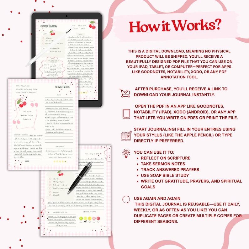 Digital Bible Study Bundle: Prayer Journal, SOAP Template, Printable ...