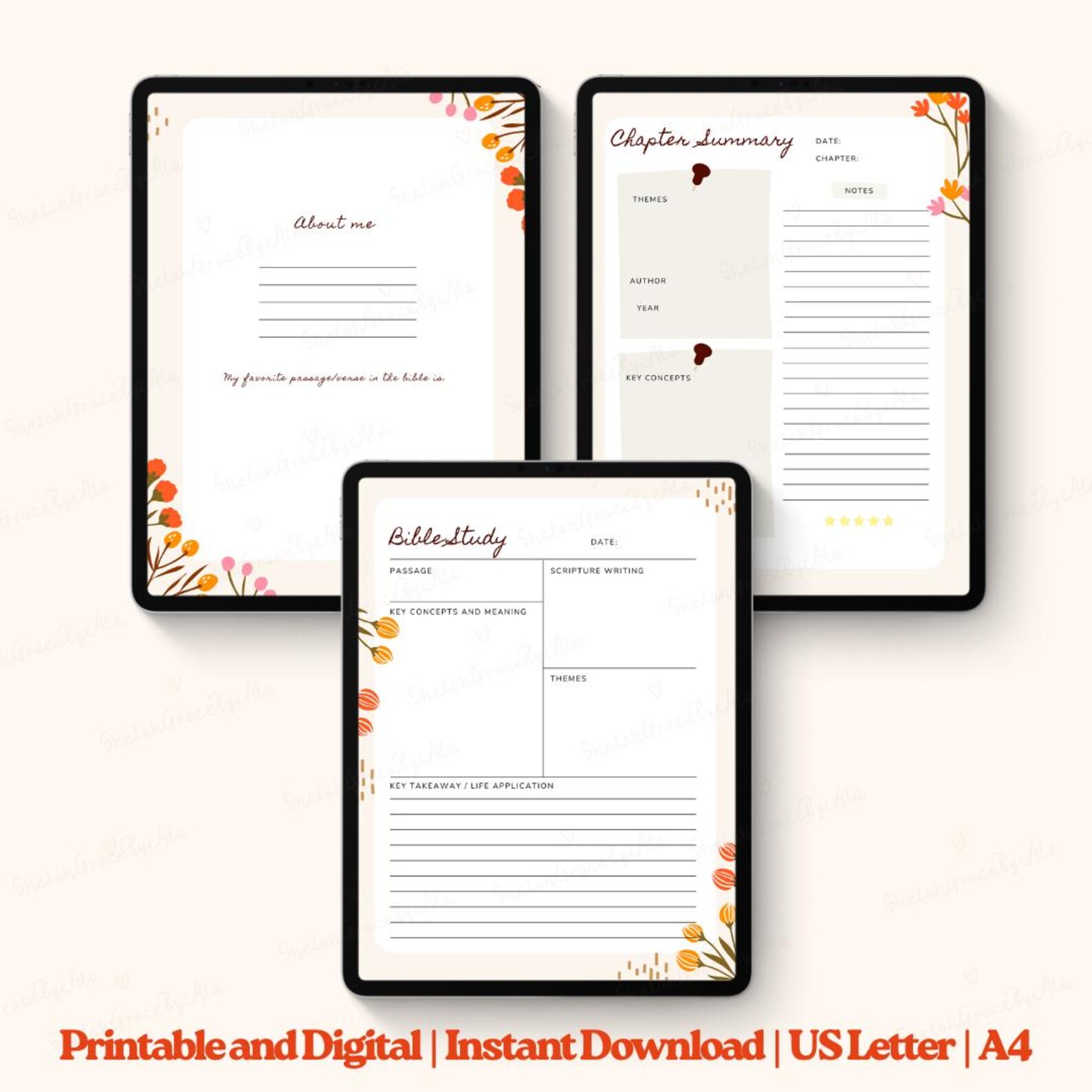 Digital Bible Study Bundle: Prayer Journal, SOAP Template, Printable ...