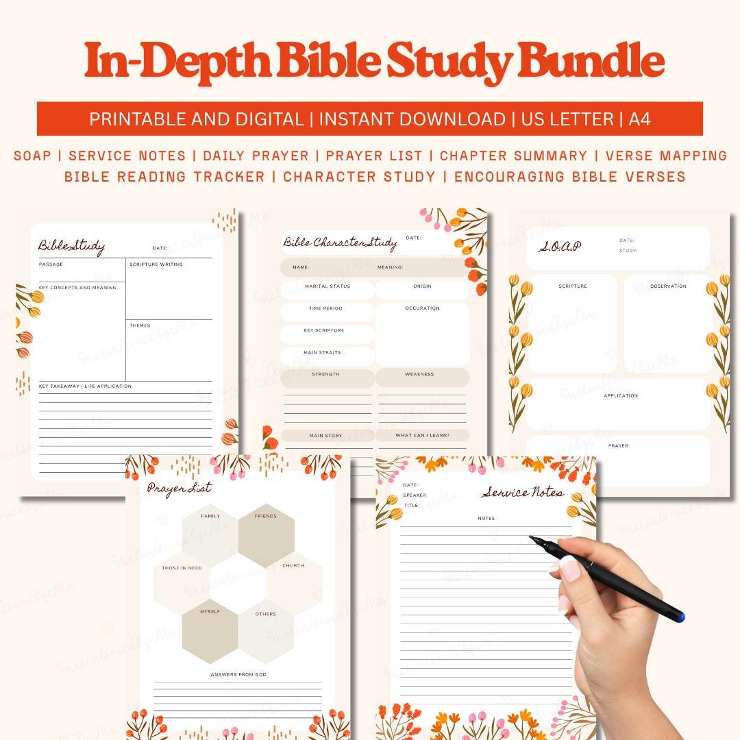 Digital Bible Study Bundle: Prayer Journal, SOAP Template, Printable ...