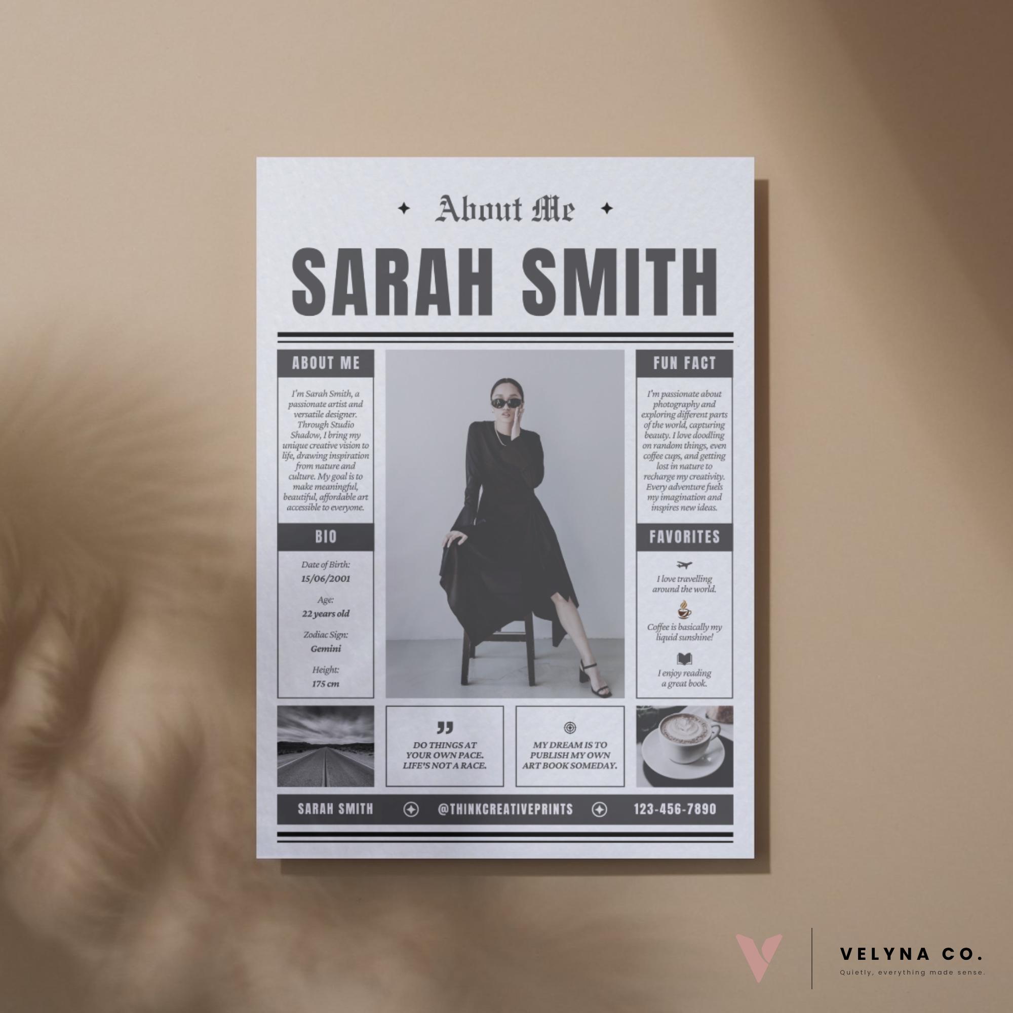 Editable All About Me Newspaper Template: Self Introduction Activity ...